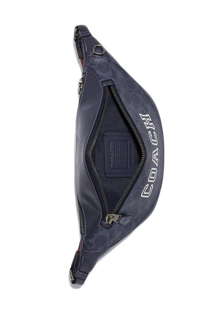 Coach Warren Belt Bag In Signature Canvas With Varsity Motif - Denim ...