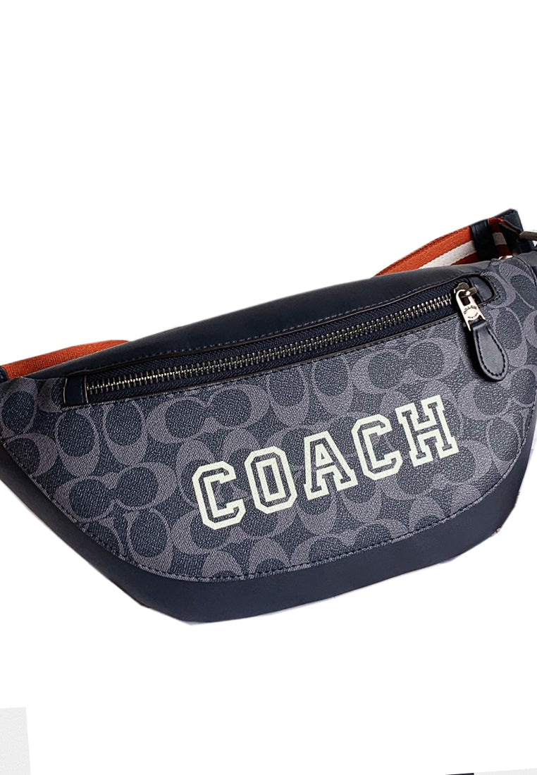 Coach Warren Belt Bag In Signature Canvas With Varsity Motif - Denim ...