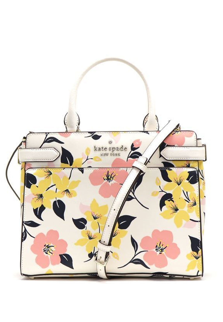 Kate Spade Staci Lily Blooms Medium Satchel - Cream – Haute Style Malaysia