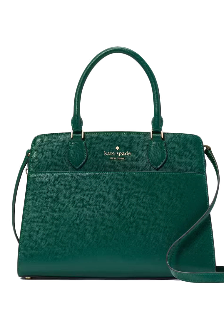 Kate Spade Madison Saffiano Leather Medium Satchel - Deep Jade – Haute ...