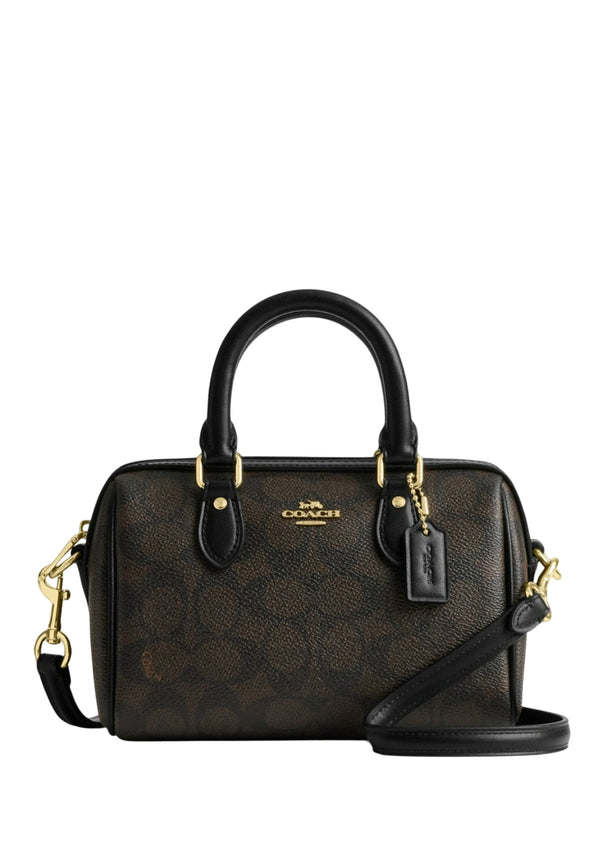 Coach Mini Rowan Crossbody Bag In Signature Canvas - Walnut Black ...